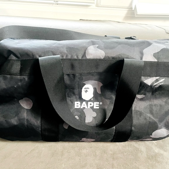 Bape | Accessories | Bape Large Grey And Black Camo Duffle Bag In New ...